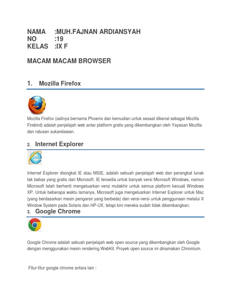 Nama Dan Kelebihan Browser | PDF