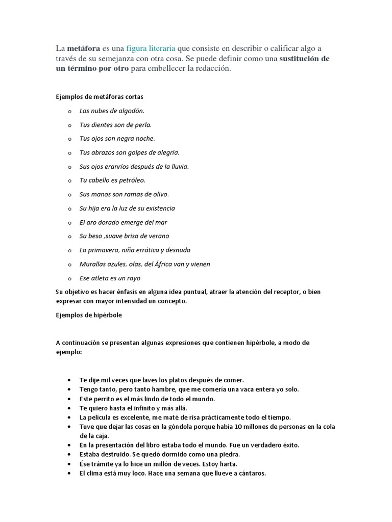 Ejemplos de Figuras Literarias | PDF | Metáfora | Ocio
