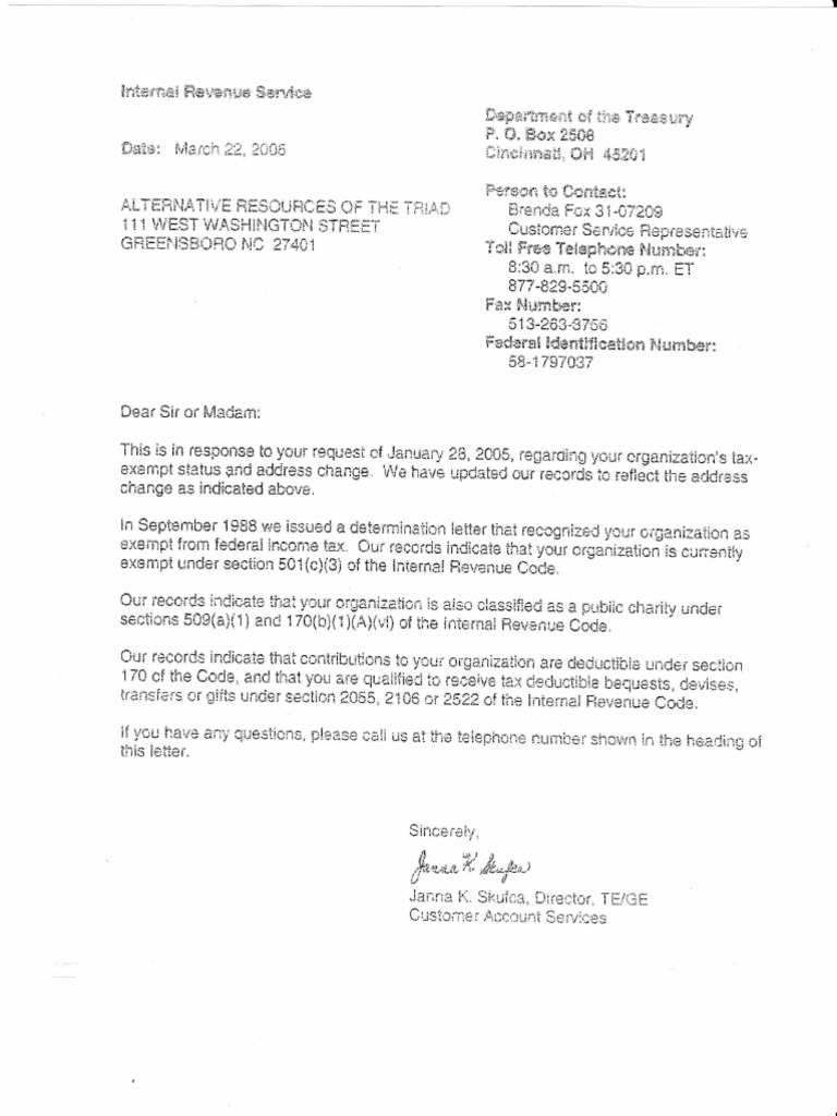 ART - IRS-Letter-501c3 | PDF | Internal Revenue Code | Non Profit ...
