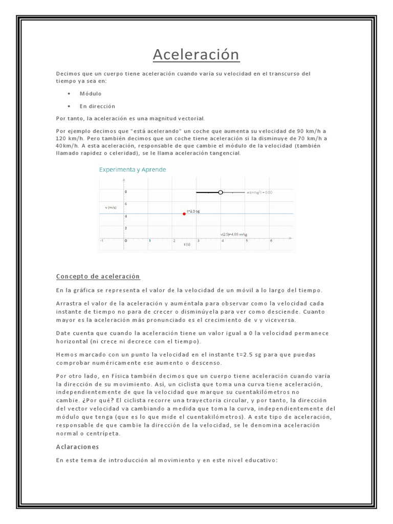 Conceptos Clave de Aceleración en Física | PDF | Aceleración | Velocidad