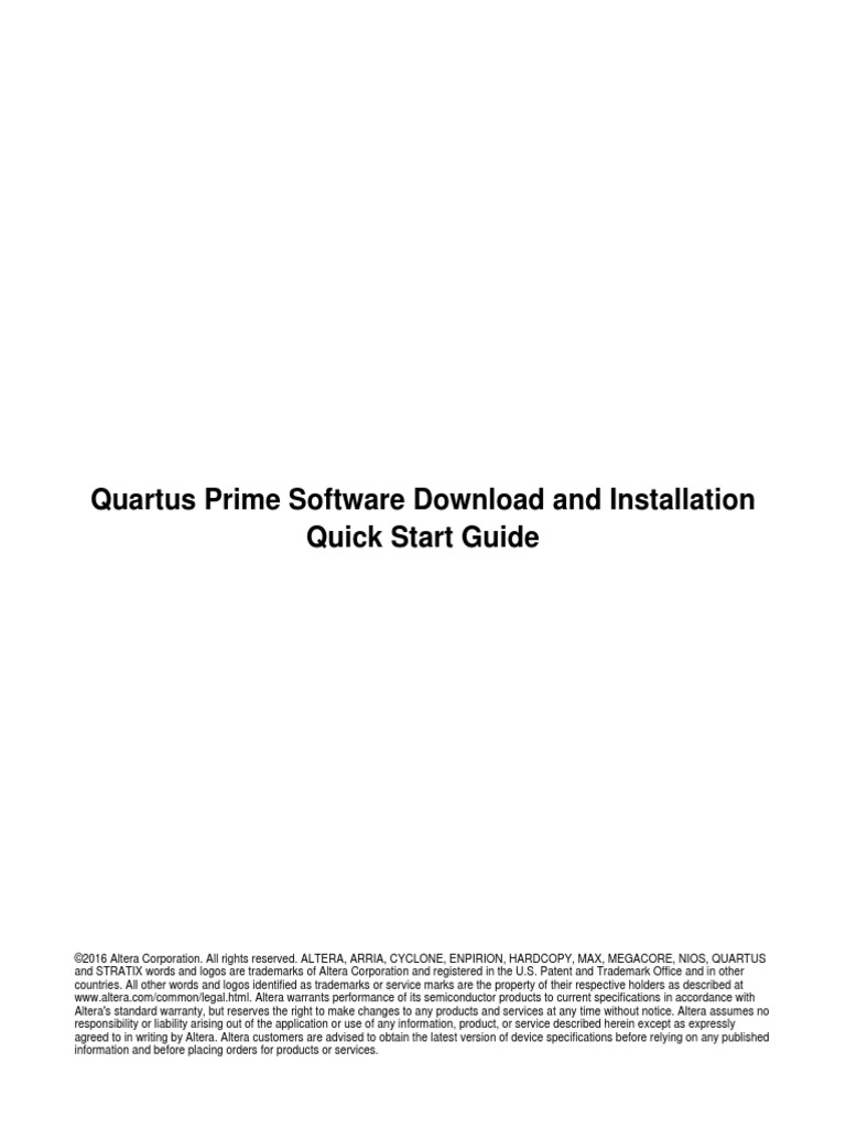 Quartus Prime Software Download and Installation Quick Start Guide ...