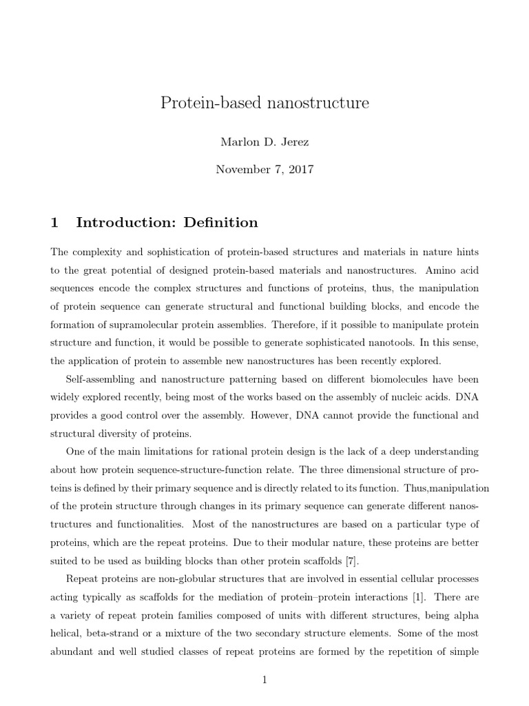 Protein-Based Nanostructures Overview | PDF | Biomolecular Structure ...