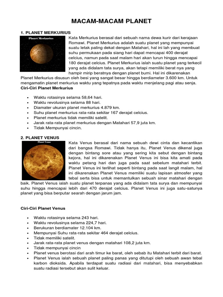 Macam-Macam Planet dalam Tata Surya | PDF