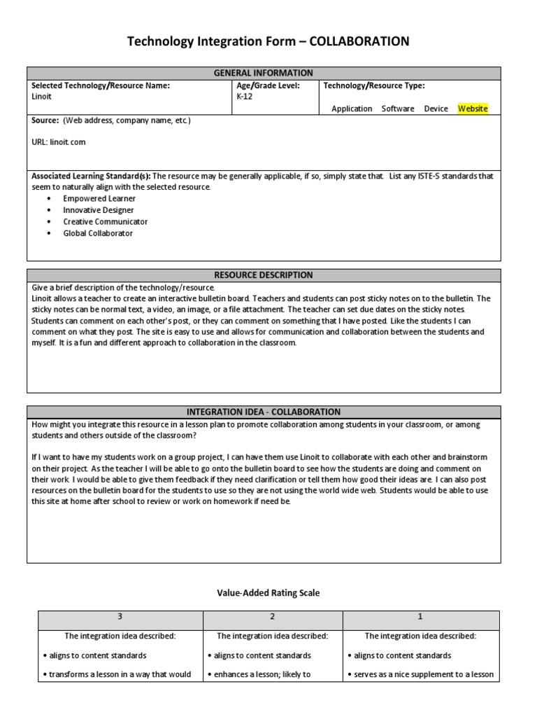 Technology Integration Template-Collaboration | PDF | Collaboration ...