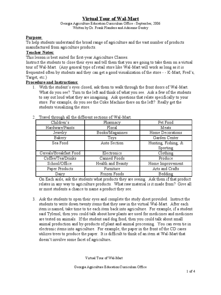 Virtual Tour of WalMart | PDF | Retail | Walmart