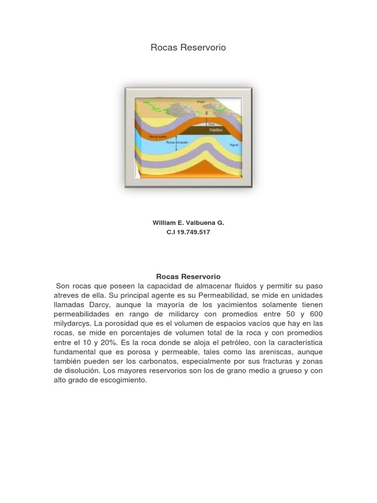 Rocas Reservorio | PDF | Roca clástica | Roca (geología)