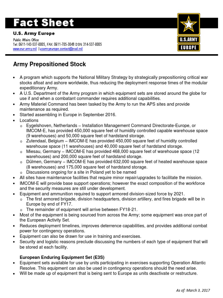 2017 - Army Prepositioned Stock (Eur - Army.mil) - Factsheet - APS ...