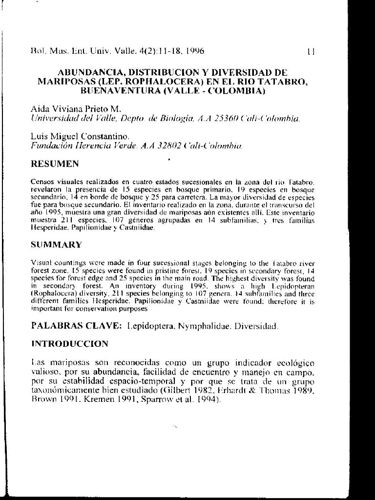 Mariposas en El Rio Tatabro | PDF