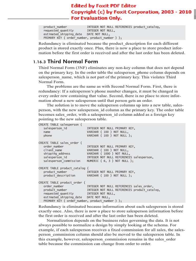 Third Normal Form: Chapter 1: Creating | PDF | Data Model | Table ...