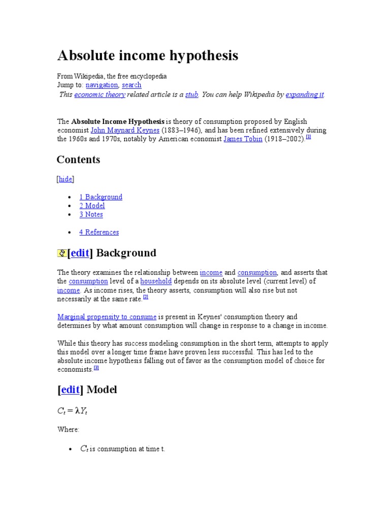Understanding Absolute Income Hypothesis | PDF | Income | Economics