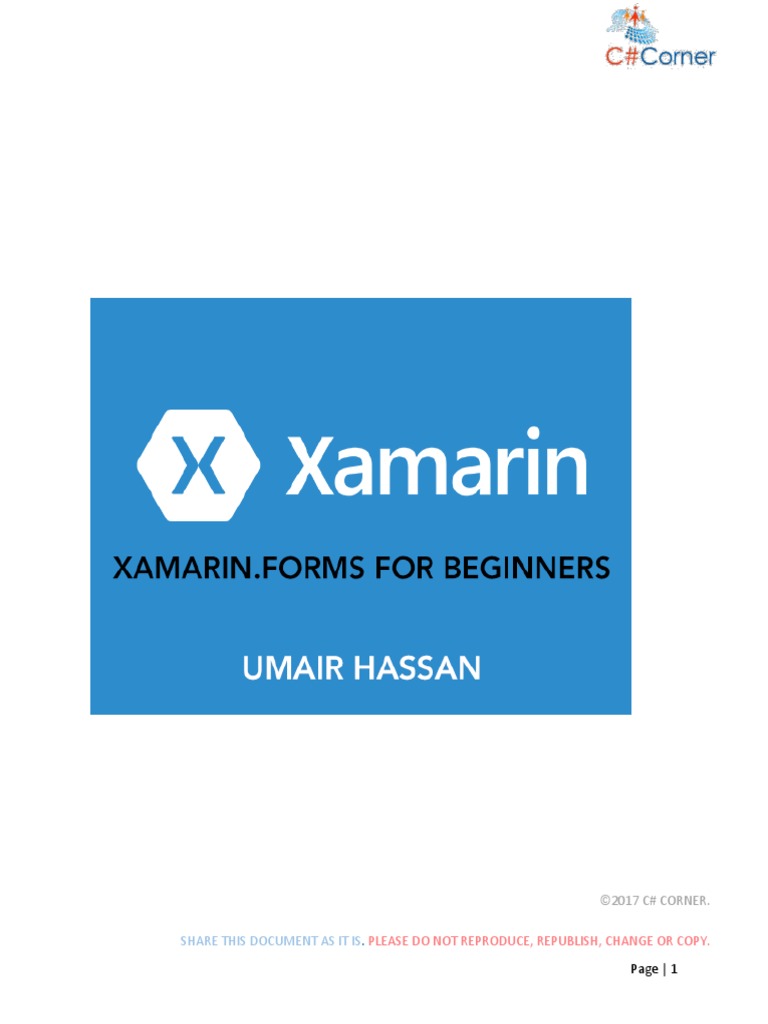 Xamarin Forms For Beginners | PDF | Xamarin | Microsoft Visual Studio