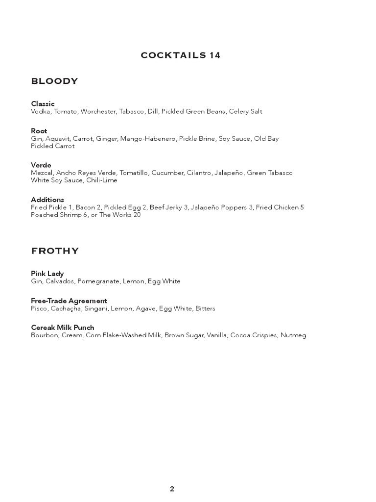 Saratoga Brunch Menu | PDF | Pickling | Foods