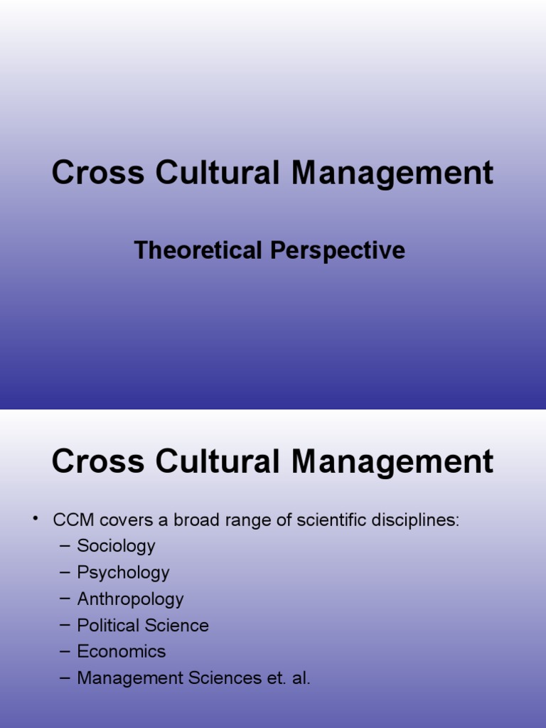 Cross Cultural Management Theory- CCM-3