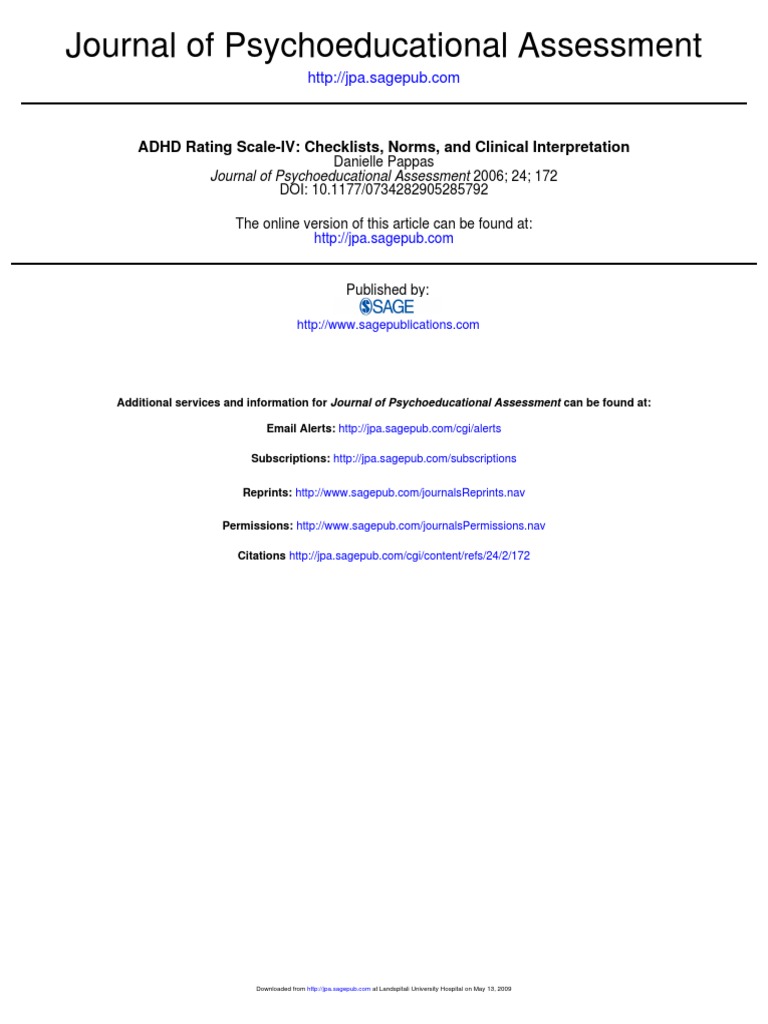 ADHD Rating Scale Daniell Pappas | PDF | Attention Deficit ...
