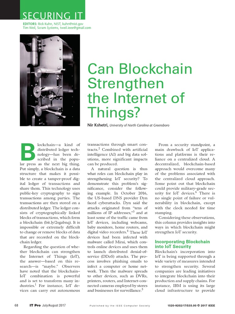 Can Blockchain Strenthen IoT | PDF | Internet Of Things | Cloud Computing