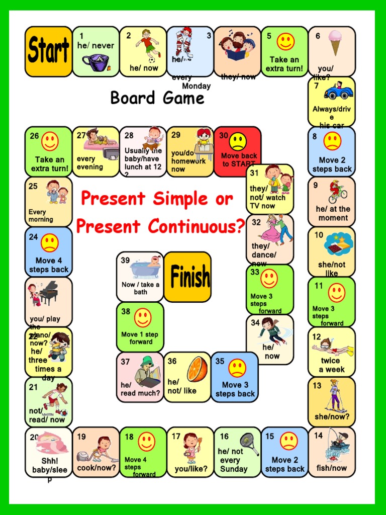 Present Simple vs. Continuous Game | PDF | Cuisine | Cooking