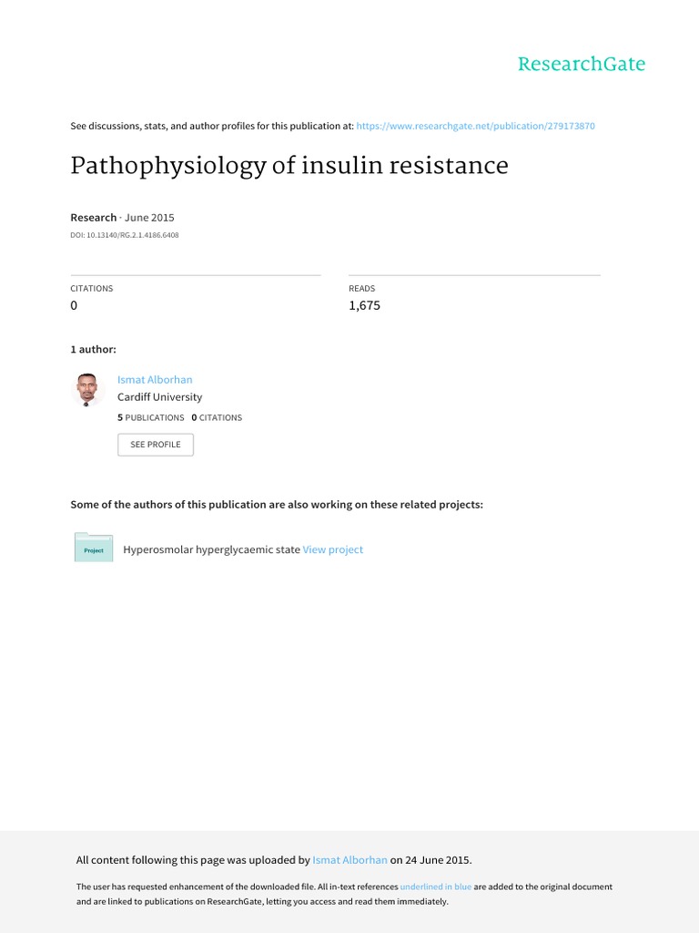 Insulin Resistance Pathophysiology Overview | PDF | Insulin Resistance ...