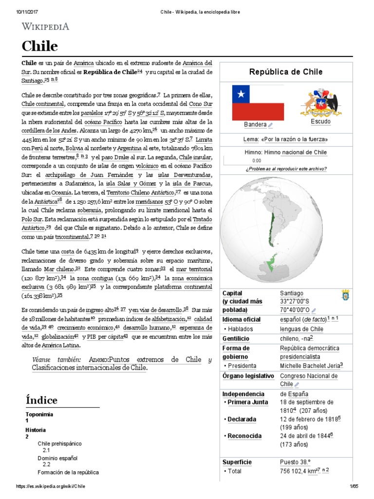 Chile - Wikipedia, La Enciclopedia Libre | PDF | Chile | Augusto Pinochet