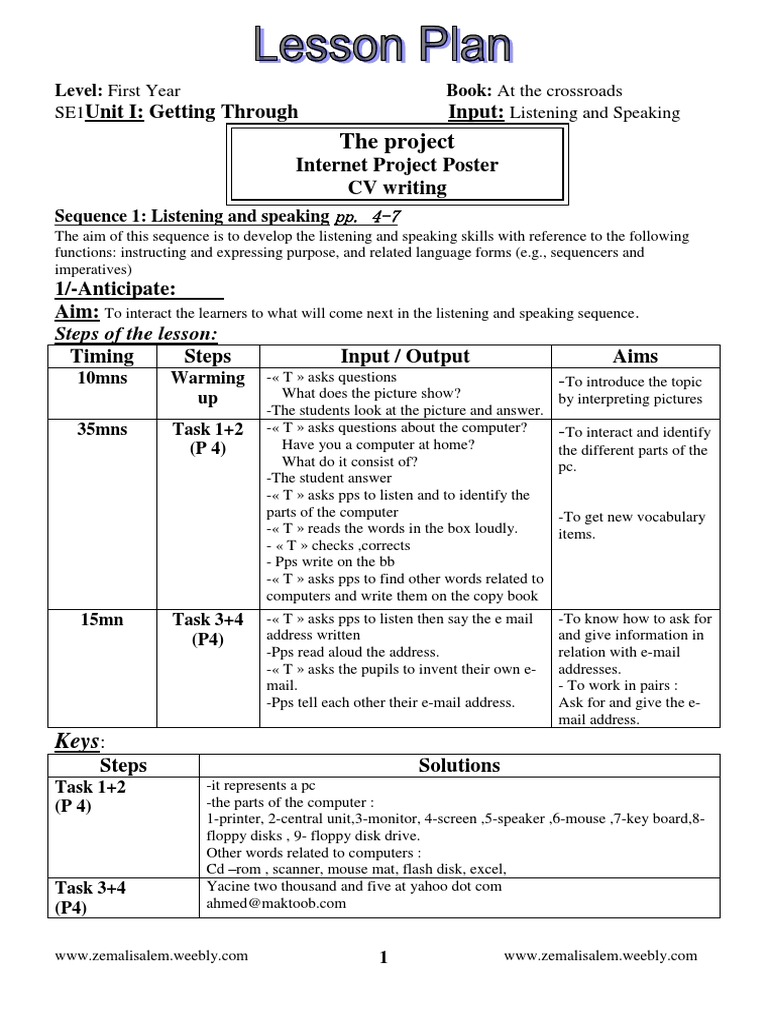 1 As Unit One Getting Through Lesson Plan | PDF | Stress (Linguistics ...