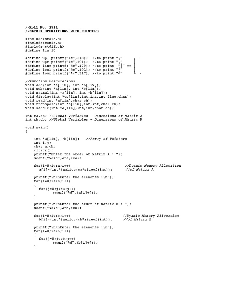 Mat PTR | PDF | Matrix (Mathematics) | Pointer (Computer Programming)