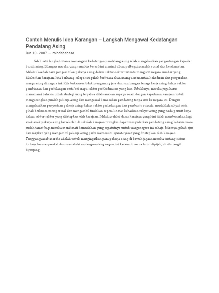 Contoh Menulis Idea Karangan | PDF