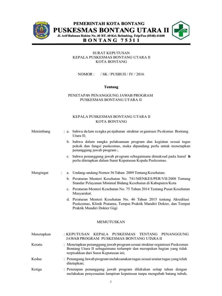 2.3.1.2 SK Penetapan PJ Program..Ok | PDF