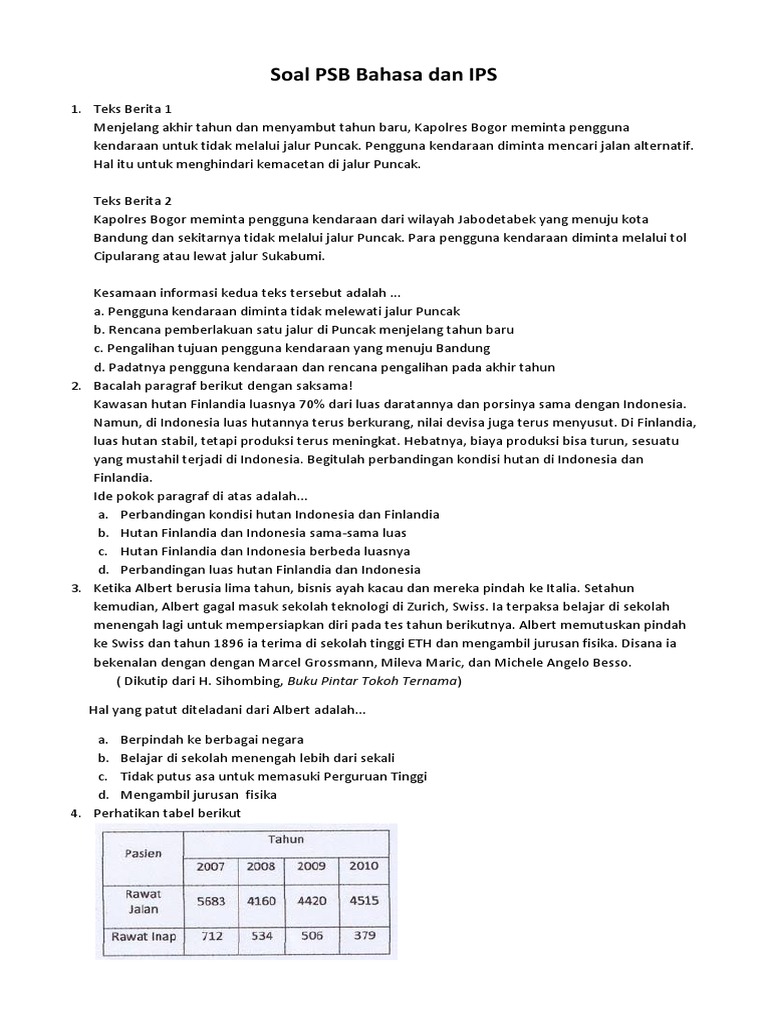 Soal PPDB Bahasa Dan IPS 2015 | PDF