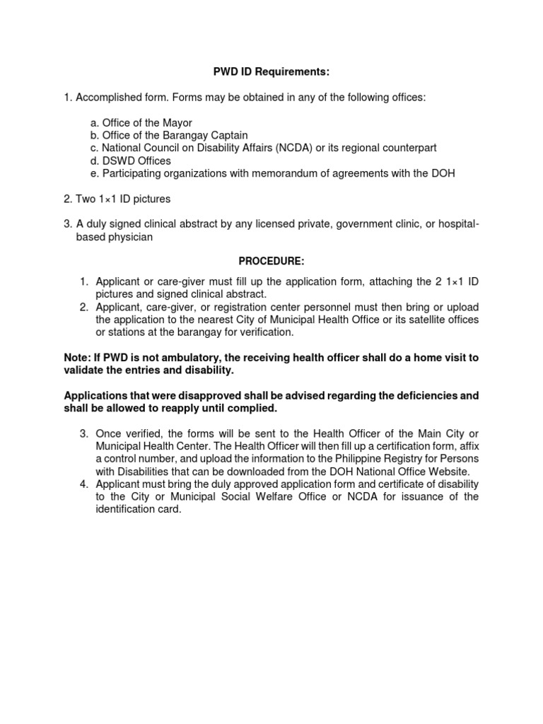PWD ID Requirements | PDF
