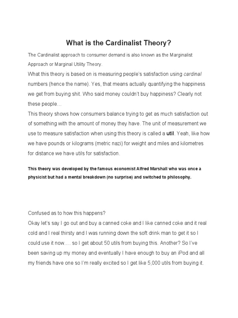 Explaining the Cardinalist Theory of Consumer Demand Through Real-World ...