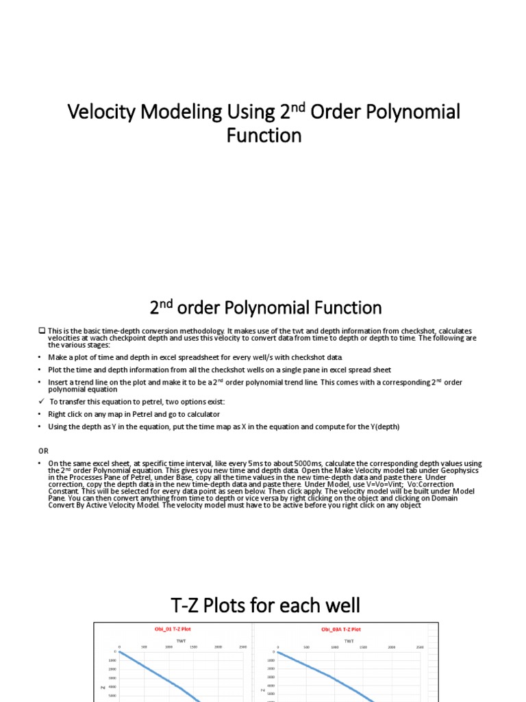 Velocity Modeling (Petrel Workflow) | PDF | Polynomial | Equations