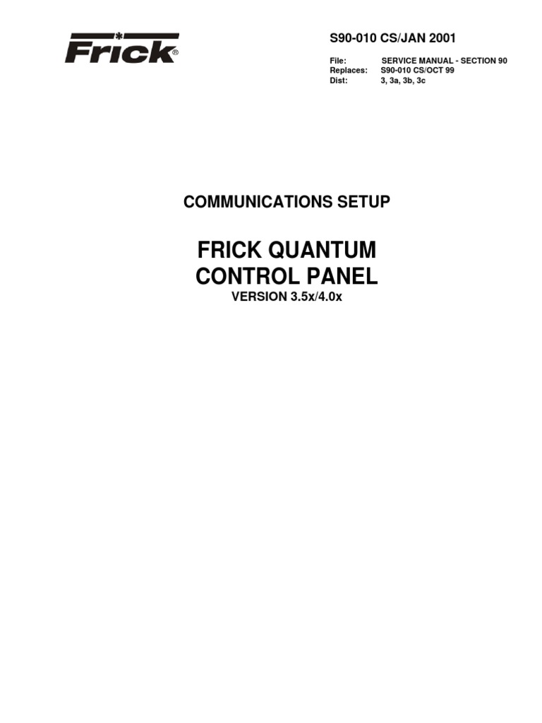 Frick Quantum Control Panel Guide | PDF | Data Transmission | Computer Data