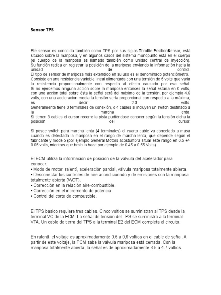 Sensor TPS | PDF | voltaje | Sensor