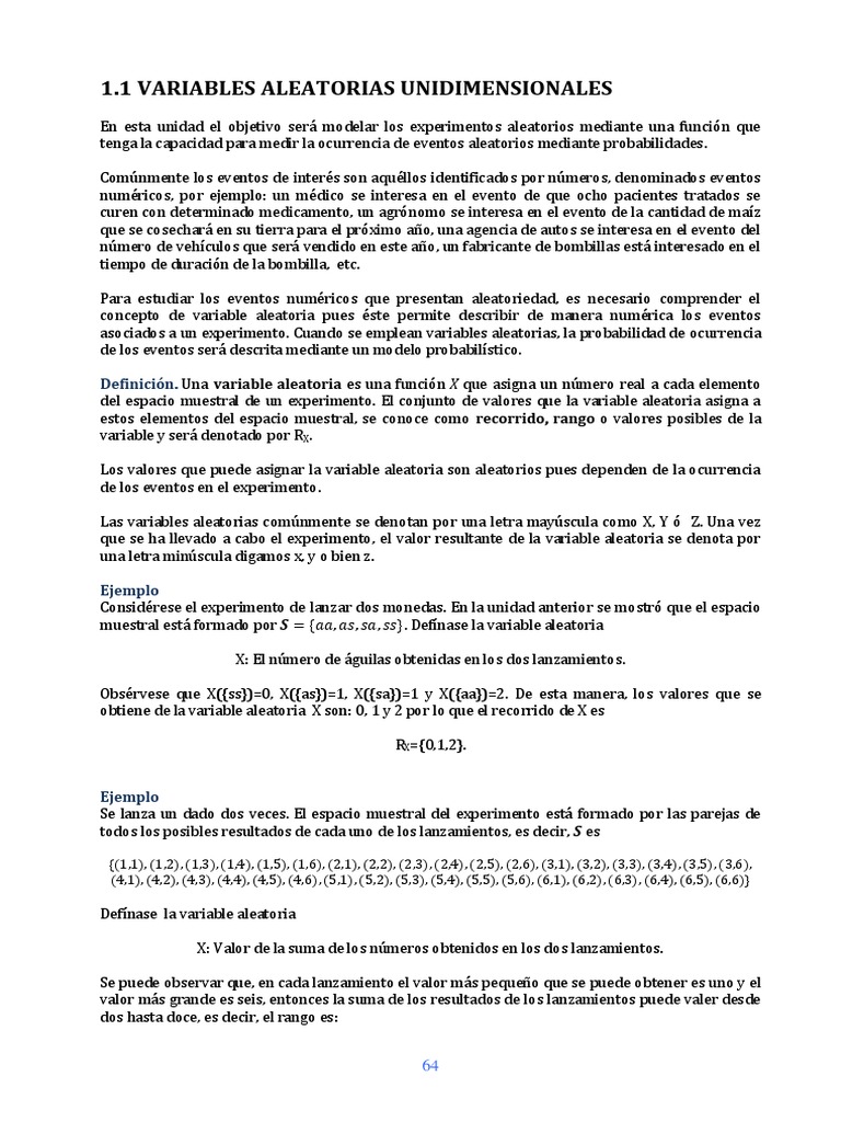 Variables Aleatorias y Distribuciones | PDF | Variable aleatoria | Distribución de probabilidad