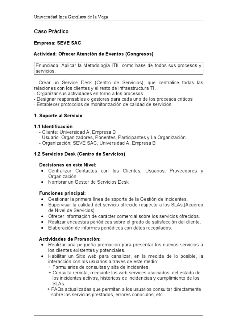 117 (18) ITIL UIGV Caso Practico 1 | PDF | Planificación de recursos empresariales | Servidor ...