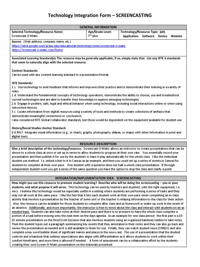 Tel311 Dandurand - Screencasting Writeup | PDF | Communication | Cognition