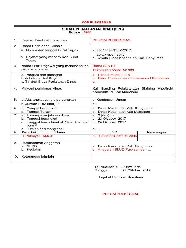 Lembar SPPD Depan | PDF