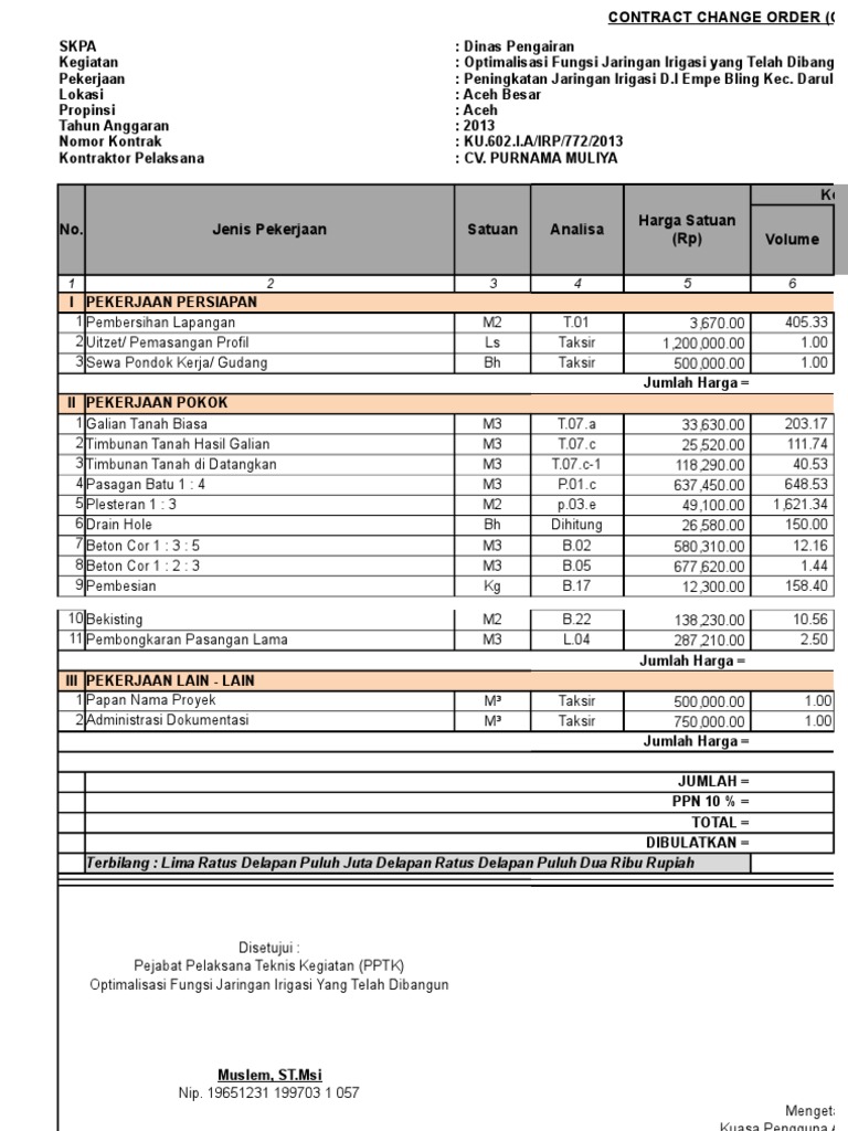 Laporan MC-0 Proyek Irigasi Aceh | PDF