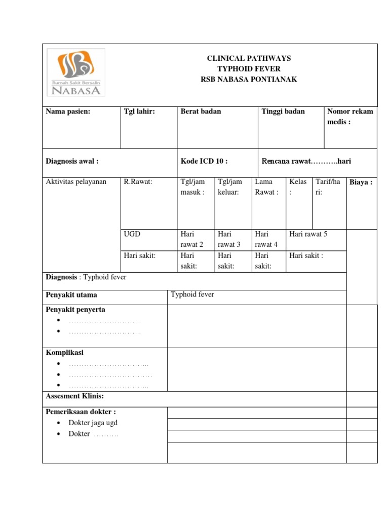 Clinical Pathways Typhoid Fever | PDF