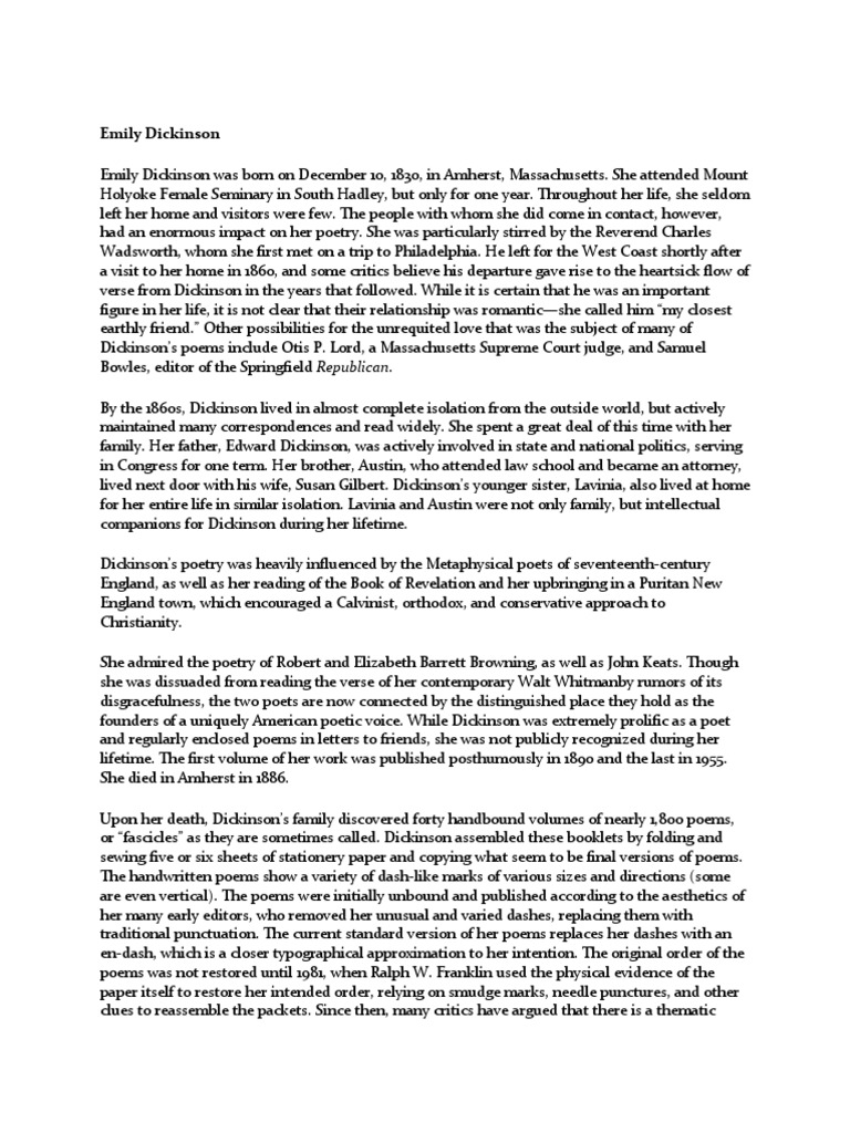 Emily Dickinson | PDF | Emily Dickinson | Poetry