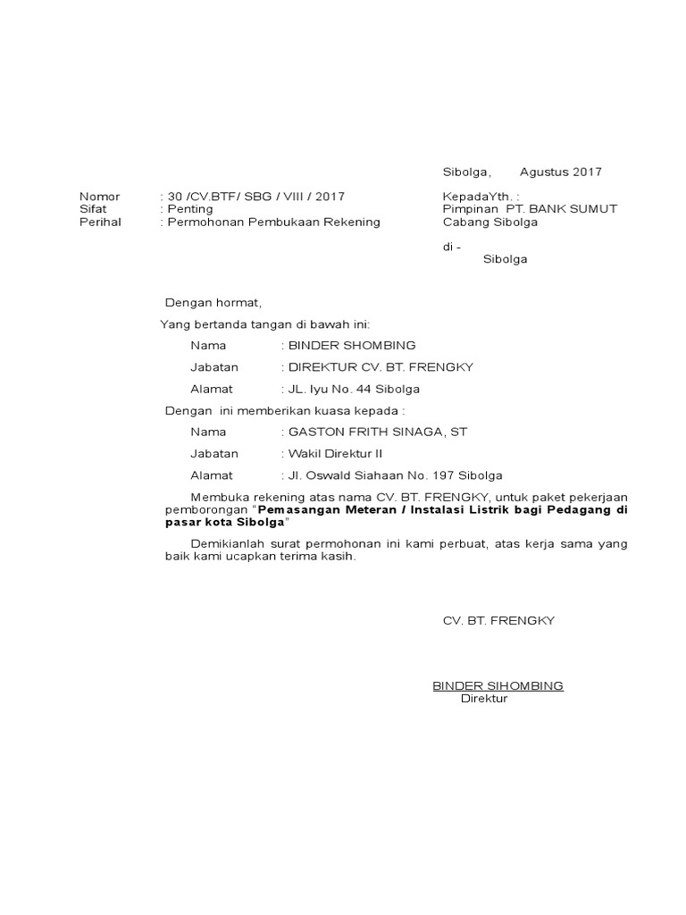 Contoh Surat Permohonan Panel Bank - FranciscozebCollins