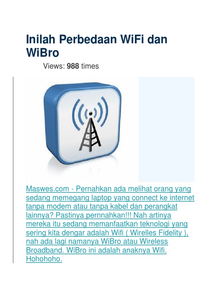 Inilah Perbedaan WiFi Dan WiBro | PDF