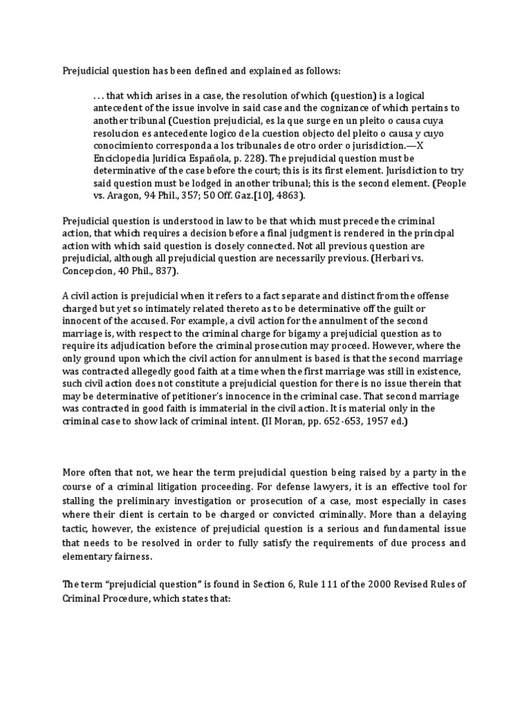 Prejudicial Question | PDF | Prosecutor | Statutory Interpretation