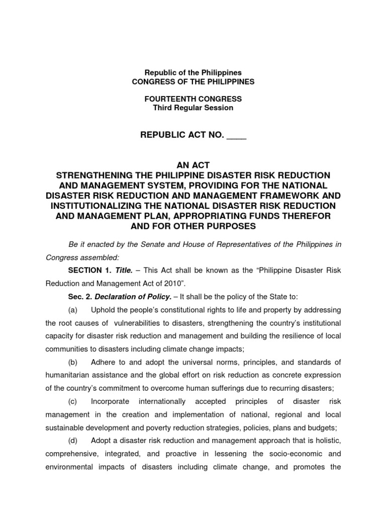 DRRM Act of 2010 | PDF | Disaster Risk Reduction | Risk Management