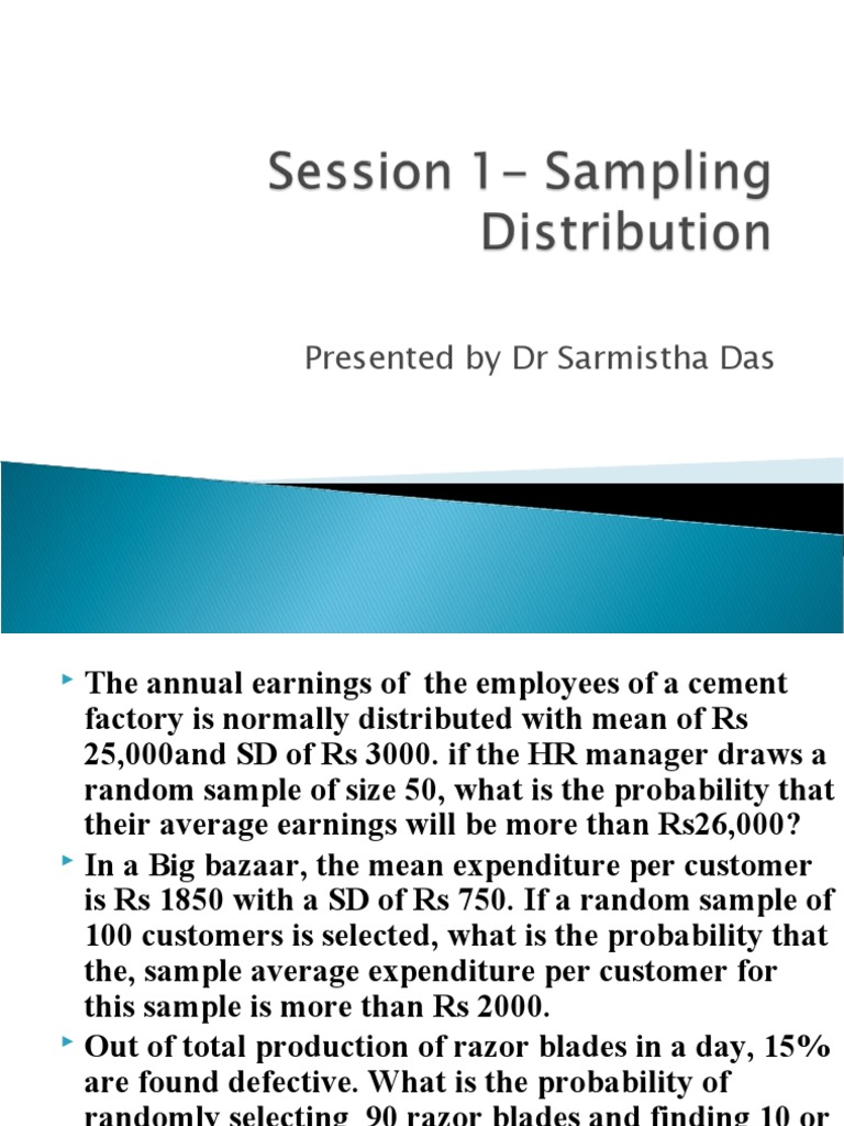 Session 1 - Sampling Distribution | PDF | Standard Deviation | Estimation Theory