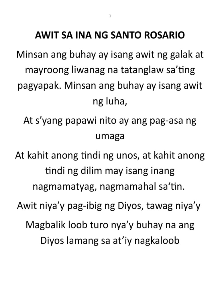 Awit Sa Ina NG Santo Rosario | PDF