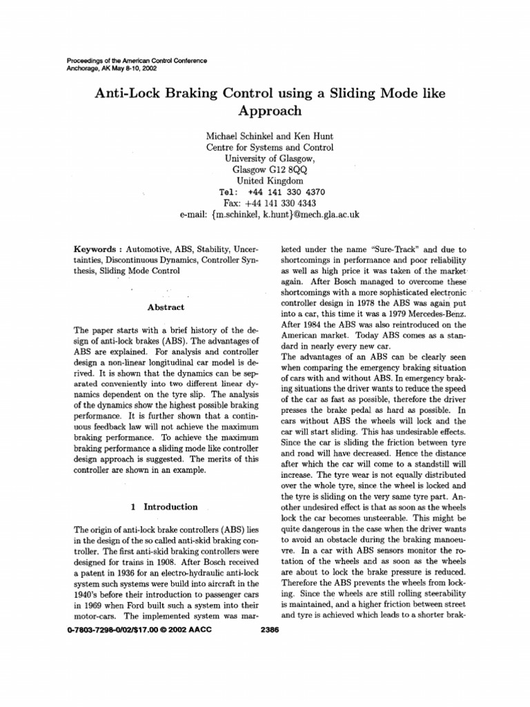 ABS Modelling Ref Paper | PDF | Anti Lock Braking System | Matrix ...
