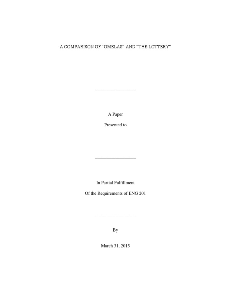 Omelas vs. The Lottery: A Comparative Analysis | PDF