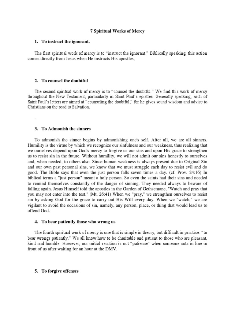 Seven Spiritual Works of Mercy | PDF | Mercy | Humility