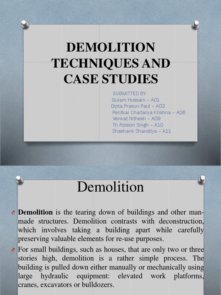 Demolition Techniques and Case Studies | PDF | Demolition | Engineering