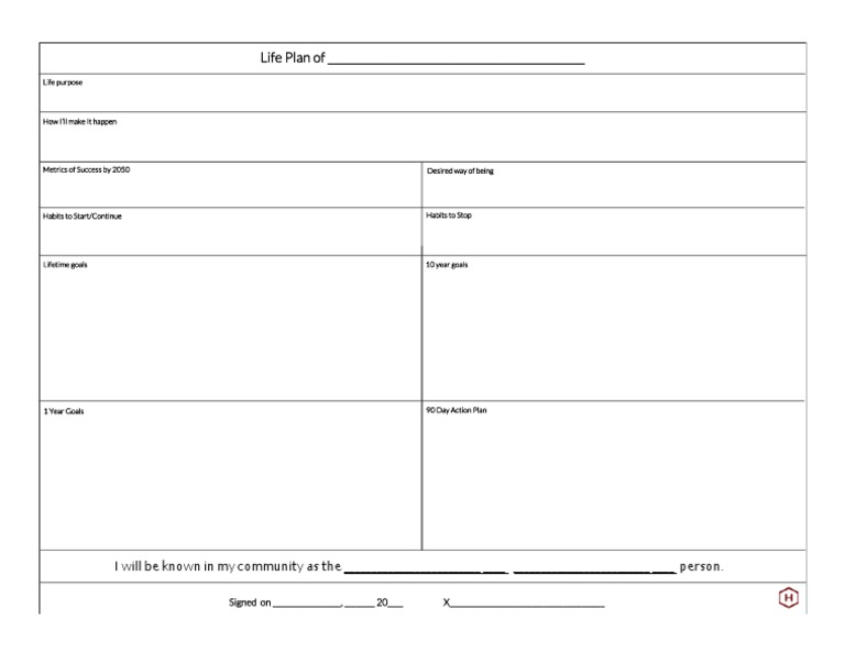 Life Plan Template | PDF | Business | Finance & Money Management